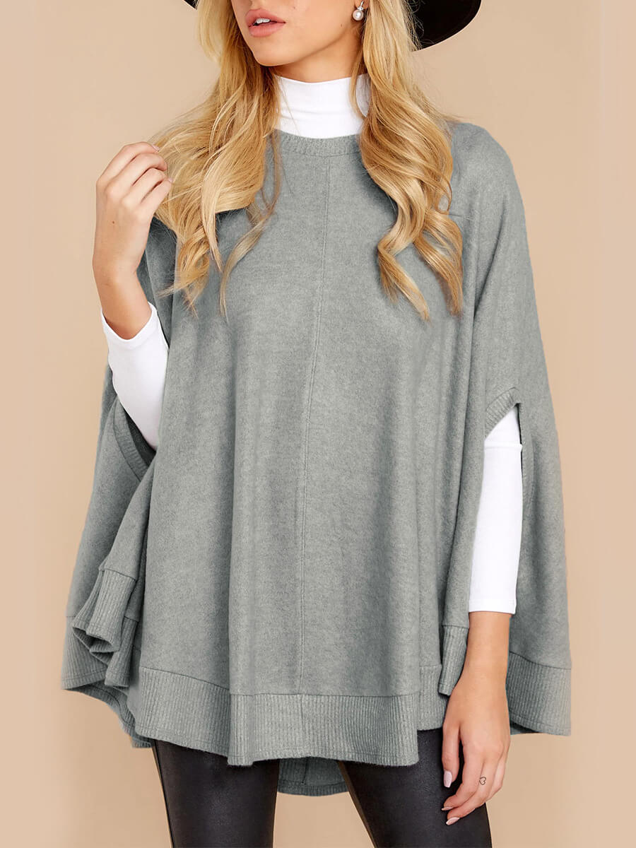 Lovely Casual O Neck Cloak Design Grey Sweatshirt Sale | LovelyWholesale