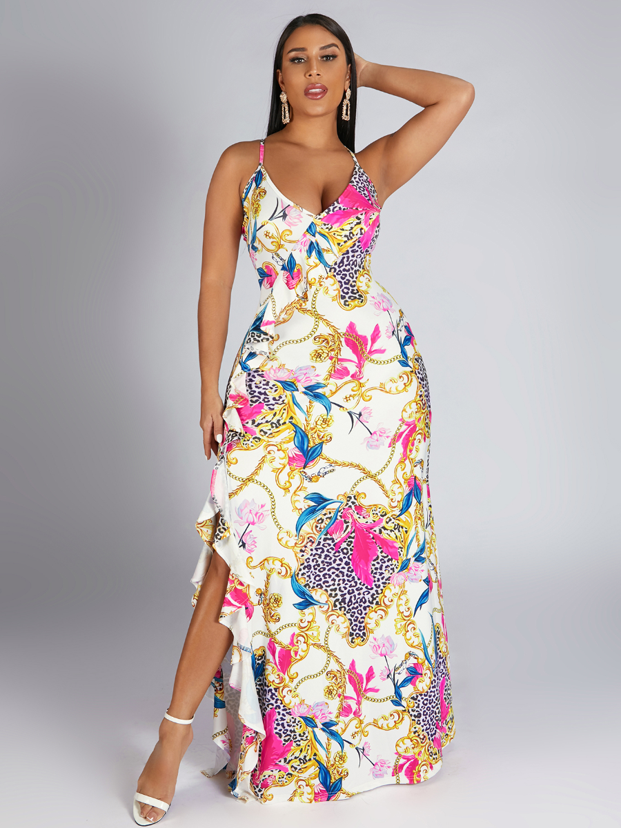 LW Backless Leopard Print Slit Dress Sale | LovelyWholesale