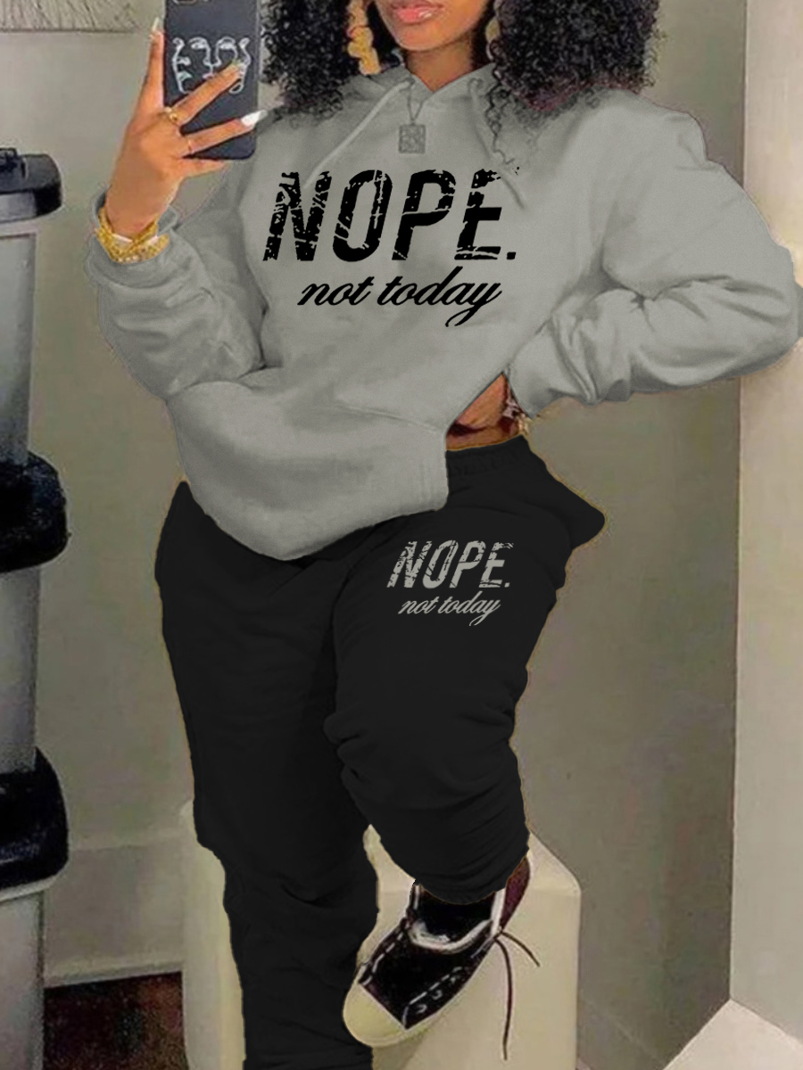 LW Plus Size Pocket Design Letter Print Tracksuit Set Sale ...
