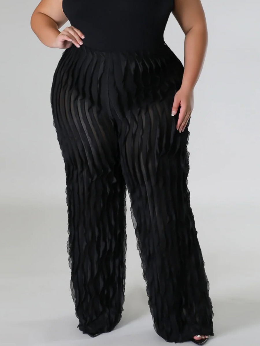 LW Plus Size High Waist See Through Line Stitching Pants Sale ...