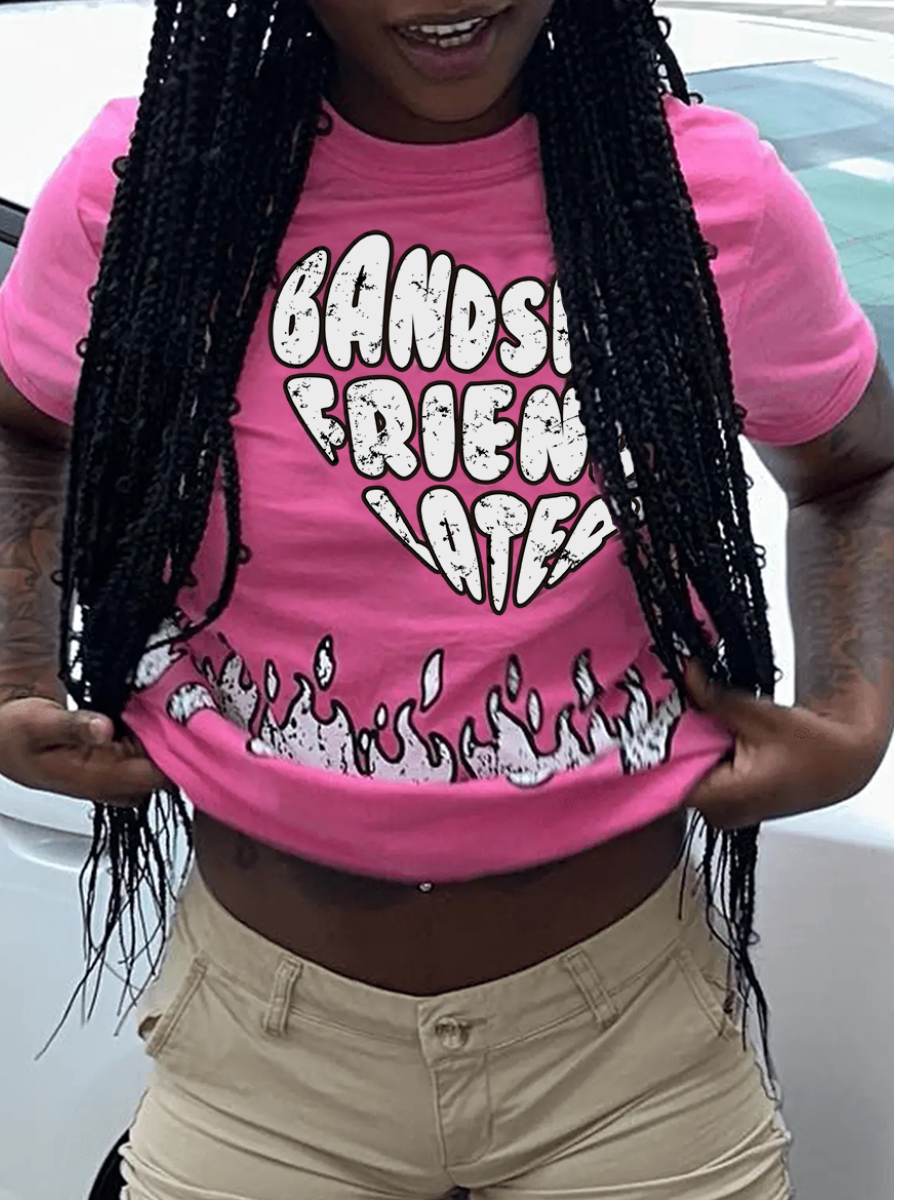 LW Heart Letter Print T-shirt Sale | LovelyWholesale